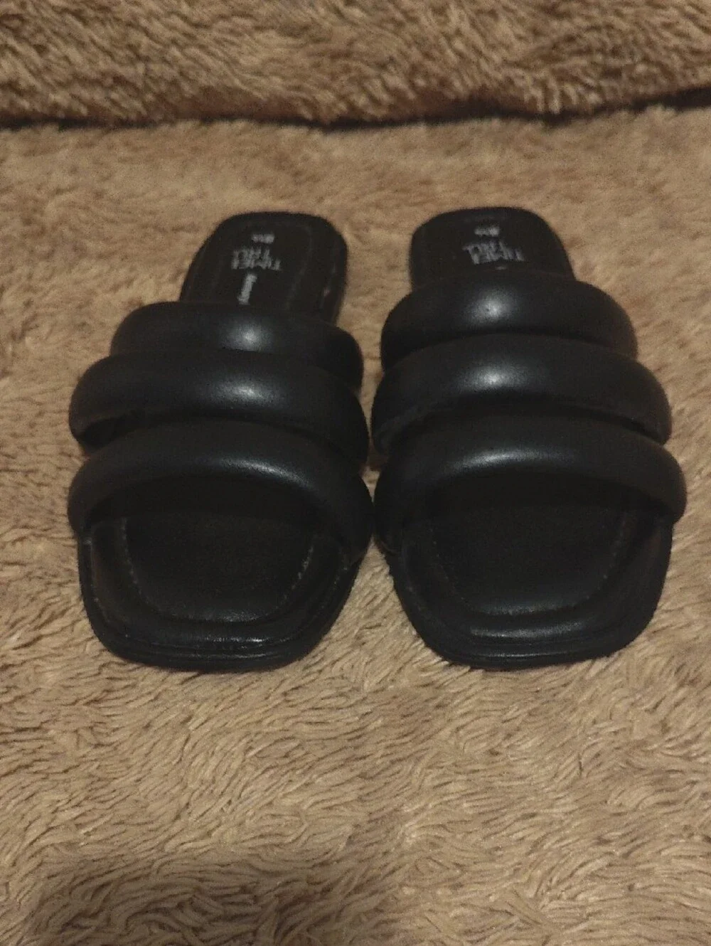 Time and Tru | Shoes | Time And Tru Black Padded Triplestrap Slide ...